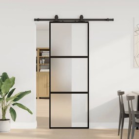 Posuvné dveře se sadou kování černé 76x205 cm Tvrzené sklo 3375912