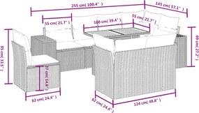 9dílná zahradní sedací souprava s poduškami šedá polyratan 3272733