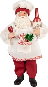 Vánoční dekorace Santa v zástěře s vínem - 15*10*27 cm