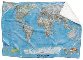 Deka Mapa světa (Rozměr : 150 x 120 cm, Podšití beránkem: ANO)