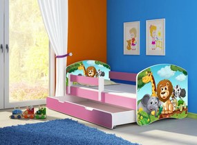 Dětská postel - Safari 2 180x80 cm + šuplík růžová