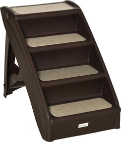 Skládací schůdky pro domácí mazlíčky PawHut se 4 schody pro psy a kočky, přenosné s protiskluzovými rohožemi pro postele a pohovky, nosnost 20 kg, 62x