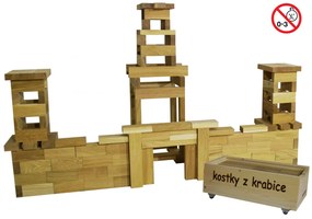 Dětská dřevěná stavebnice Kostky z krabice, 126 kusů
