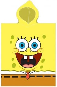 CARBOTEX - Dětské bavlněné pončo osuška s kapucí Spongebob 100% bavlna / 55 x 110 cm