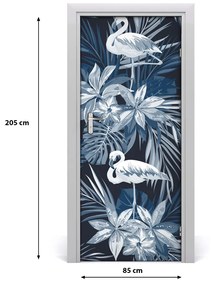 Samolepící fototapeta na dveře Květiny  a flemingy 85x205 cm