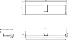 Mexen Rivel, koupelnová skříňka pod umyvadlo 140 cm, 1 zásuvka, drážkovaná, ořech, 91A20-14023-1-BF86