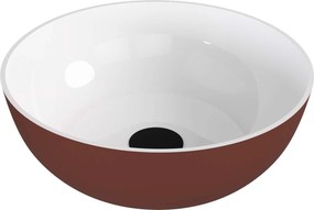 Polysan Banera - Umyvadlo na desku, průměr 39 cm, bez přepadu, bez otvoru pro baterii, matná hnědá/bílá 14337.72