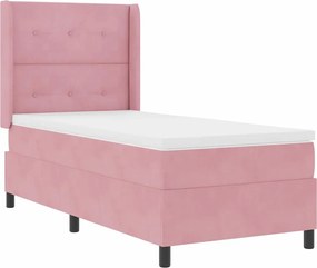 Postel s boxspringem s čelo Růžová 90 x 200 cm samet 3341995