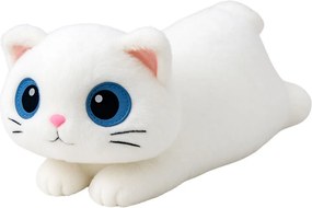LEAN Toys Plyšová kočka s velkýma očima bílá 45 cm