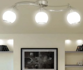 vidaXL Stropní svítidlo, skleněná stínidla na zvlněné kolejnici 3 žárovky E14 [240986]