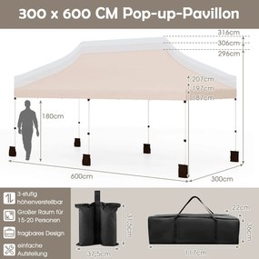 Costway Pavilon s taškou, skládací altán, výškově nastavitelný párty stan