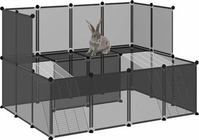 Klec pro malá zvířata černá 143 x 107 x 93 cm PP a ocel 340569