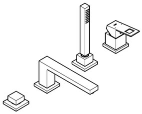 GROHE 19897001 - Vanová čtyřotvorová baterie EUROCUBE lesklý chrom