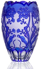 Bohemia Crystal Ručně broušená váza Secese Modrá 305mm