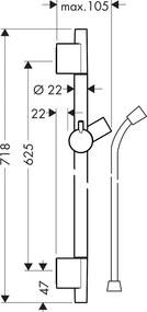 Hansgrohe Unica, S Puro sprchová tyč 650 mm se sprchovou hadicí Isiflex 1600 mm, kartáčovaný bronz, HAN-28632140