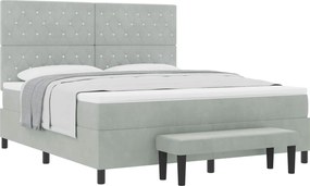 Postel s boxspringem s čelo Světle šedá 200 x 180 cm samet 3344462