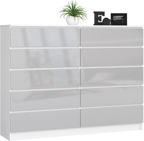 Komoda K160 10SZ bílá/metalický lesk