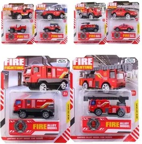 MADE Auto hasičské na kartě / Hračkové auto / kov / 7,5 cm / od 3 let