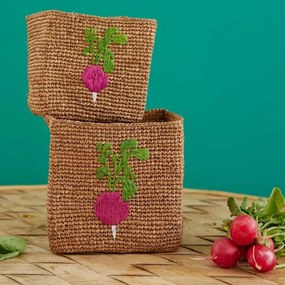 rice Úložný košík Raffia Square Tea Radish - set 2 ks, multi barva