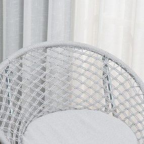 Outsunny Zahradní Kulatý Měsíční Křeslo Skládací Papasan Křeslo Makramé Bavlna Polyester Šedá | Aosom