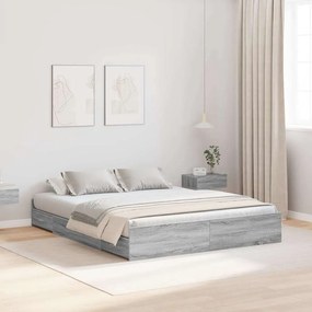 Rám postele s úložným prostorem s čelo Šedá Sonoma 150 x 200 cm 3335290