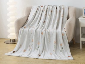 XPOSE® Mikroplyšová  deka DIVOKÉ MÁKY  - světle šedá 200x220 cm