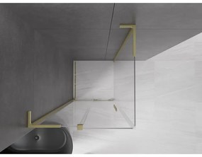 Mexen Velar L, sprchový kout s posuvnými dveřmi 100 x 100 cm, 8mm čiré sklo, zlatá matná, 871-100-100-03-55