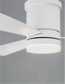 NV 9953015 Stropní ventilátor se světlem SILKY matná bílá ocel a sklo bílé dřevené listy 5 rychlostí 35W LED 18W 3000K - NOVA LUCE