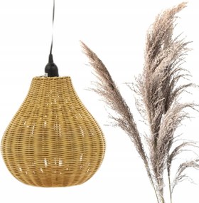 závěsná ratanová lampa boho hnědá, orientální barva