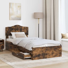 Rám postele s čelo Kouřový dub 90 x 190 cm Kompozitní dřevo 3413251