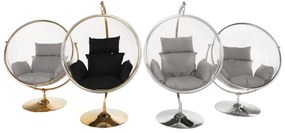 Závěsné křeslo se stojanem, transparentní/zlatá/černá, BUBBLE NEW TYP 3