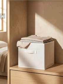 Sinsay - Skládací textilní úložný koš s úchytem - bílá