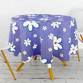 Ubrus PVC kulatý DC-900C – Kopretinový tanec na fialovém (různé velikosti)