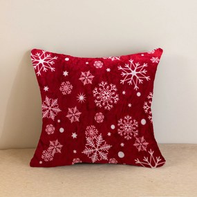 Mikroplyšový povlak na polštářek SNOWFALL 45x45 cm, červený