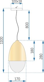 Toolight - závěná lampa E27 60W APP952-1CP, hnědá-bílá, OSW-04035
