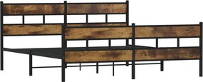 Kovový rám postele bez matrace kouřový dub 200 x 200 cm 3308469