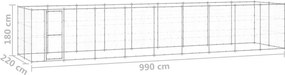 vidaXL Venkovní psí kotec ocel 21,78 m² [3082311] Barva: Stříbrná