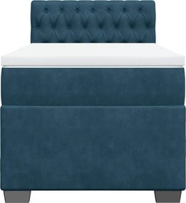 Box spring postel s matrací tmavě modrá 90x190 cm samet 3286196