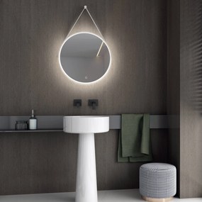 LED osvětlené koupelnové zrcadlo 2884 s vyhříváním zrcadla a nastavením teplého/studeného světla - kulaté Ø 60 cm Hliník, akryl - Anti-fog - Ambilight