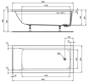 Ideal Standard Connect Air - Vana 180x80 cm, Bílá, T362201