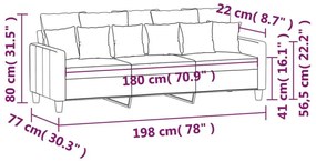 Petromila 3místná pohovka světle šedá 180 cm textil