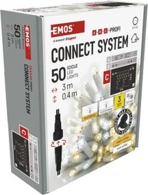 Propojovací vánoční řetěz bez zdroje EMOS Connecting D2CN02 50LED krápníky 3m teplá/studená bílá blikající