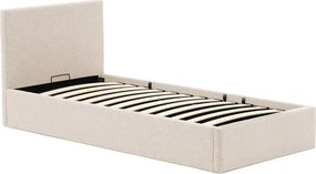 Béžová čalouněná jednolůžková postel s úložným prostorem s roštem 90x200 cm Nahiri – Kave Home