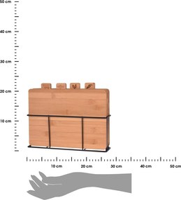 Sada 4 ks bambusových prkének na krájení ve stojanu TIMBER hnědá