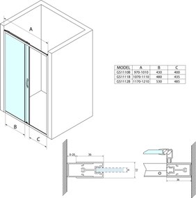 Gelco Gelco, SIGMA SIMPLY BLACK sprchové dveře posuvné 1200mm, čiré sklo, GS1112B