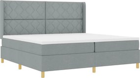 Postel s boxspringem s čelo Světle šedá 200 x 200 cm textil 3341917