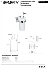 Bemeta Design BETA: Dávkovač mýdla, 230 ml