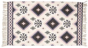 Bavlněný koberec s barevnými ornamenty a třásněmi - 70*120 cm