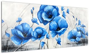 Modré vlčí máky, obraz (100x40cm)