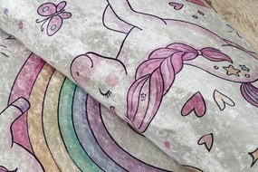 Dětský koberec protiskluzový BAMBINO 61400 krémový / růžový kruh